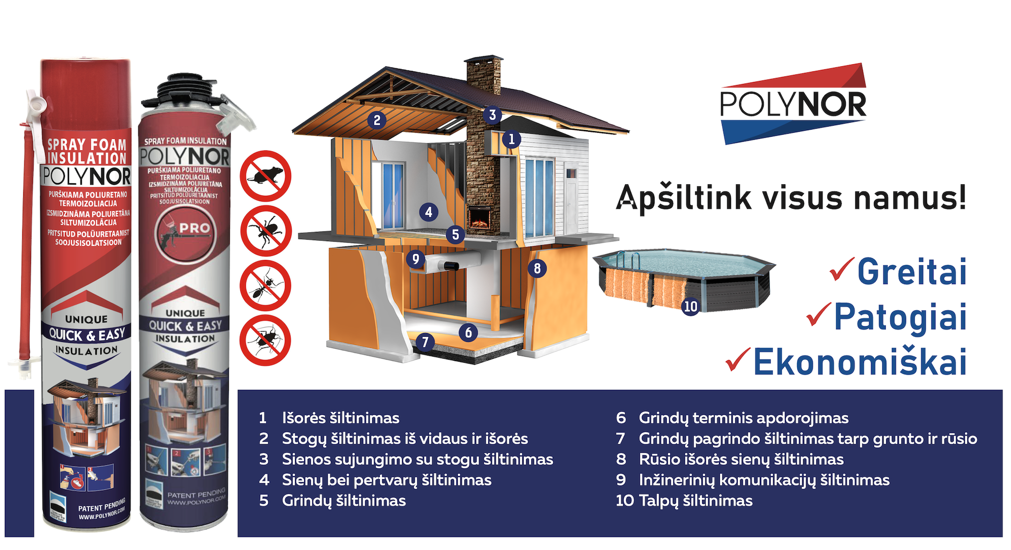 Insola | Purškiama termoizoliacija POLYNOR Home